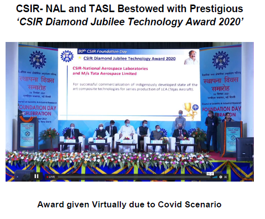 CSIR- NAL and TASL Bestowed with Prestigious ‘CSIR Diamond Jubilee Technology Award 2020’ | CSIR ...